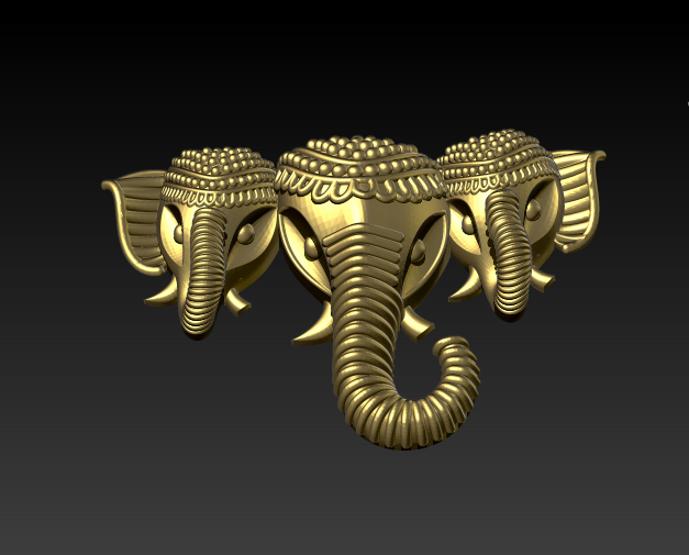 Elephant head 3D model using Jewlery designer. - Cad Wala