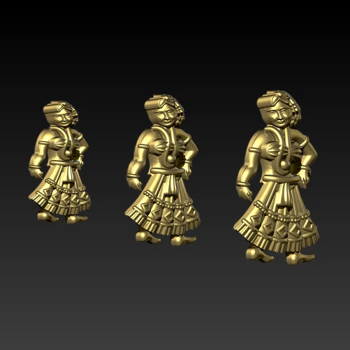 Girls murti with kolsi 3D model using Jewlery designer. – Cad Wala