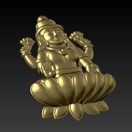 Laxmi Devi Oval stone murti pendant3D model using Jewlery designer ...